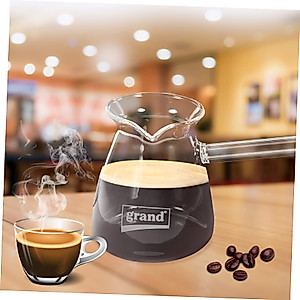 IMIKEYA Turkish Coffee Pot 450ml Espresso Shot Glass with Handle Tearoom Side Handle Glass Teapot Kettle Stovetop Tea Maker Greek Arabic Coffee Maker Milk Warmer with Spout Transparent