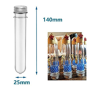 25PCS Test Tubes,40ml Clear Plastic Test Tubes with Screw Caps,25x140mm Tube for Sample,Science Party,Gumball,Candy,Bath Salts