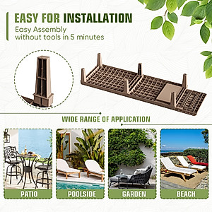 Greesum Outdoor Chaise Lounge Chairs Set of 2 with 5-Position Adjustable Backrest, Waterproof PE Sun Loungers for Garden Pool Beach Patio Deck Sunbathing, Light Coffee