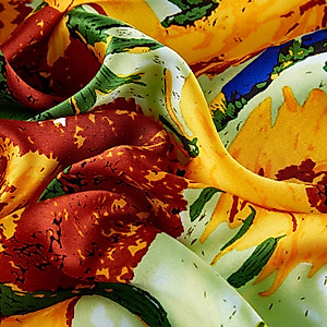 YangtzeStore Large Square Charmeuse Silk Scarf Classic Art Print (Sun Flowers)