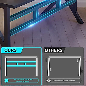 Washranp Computer Desk Gaming Desk,X-Shaped Gaming Table Sturdy PC Workstation Desk for Home Office with Cable Holes,Large PC Gamer Desk Gaming Table for Bedroom Living Room Black