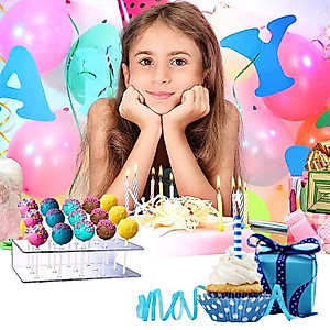 Aongch 2 Packs Cake Pop Display Stand 15 Hole Clear Acrylic Cake Pop Stand Lollipop Stand Holder Display for Weddings Baby Showers Birthday Party Halloween Christmas Candy Decorative