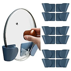 DZHF Pot Lid Organizer, Pot Pan Lid Organizers Holder Inside Cabinet Door, Wall Mount (Set Of 6 Pairs) Blue