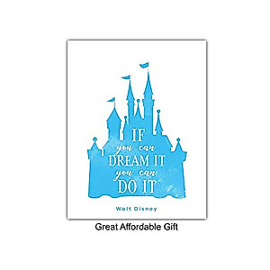 Quotes Posters - 8x10 Princess Wall Art Room Decorations - Home Decor Set for Girl Bedroom, Nursery - Cute Girly Gift for Rapunzel, Cinderella, Snow White, Ariel, Belle and World Fan print