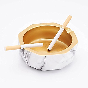 Ceramic Ashtrays White marble Cigarette Ashtray, Home，Fashionable Office Decoration Porcelain Gift, for Patio/Outside/Indoor/Garden/Porch/Home Decor
