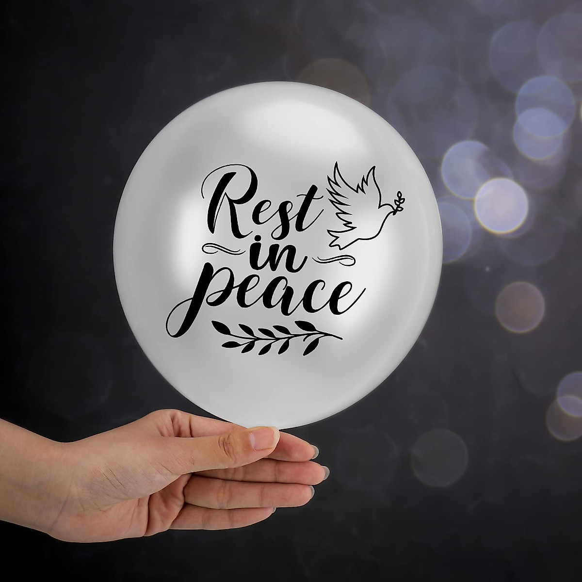 Chenkaiyang 60 Pieces Funeral Balloons Memorial Balloons to Release in Sky Memorial Balloons Lanterns Latex Rest in Peace Balloons with 3 Roll Ribbon for Celebration of Life Happy Heavenly Party