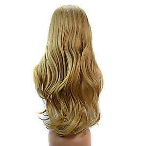 AWADUO Sexy Brown Blond Long Big Wave Mix Full Volume Curly Wavy Wig W/Long Bang Women’s Girl Hot Full Hair Wig s Cosplay Costume Party Anime Wigs