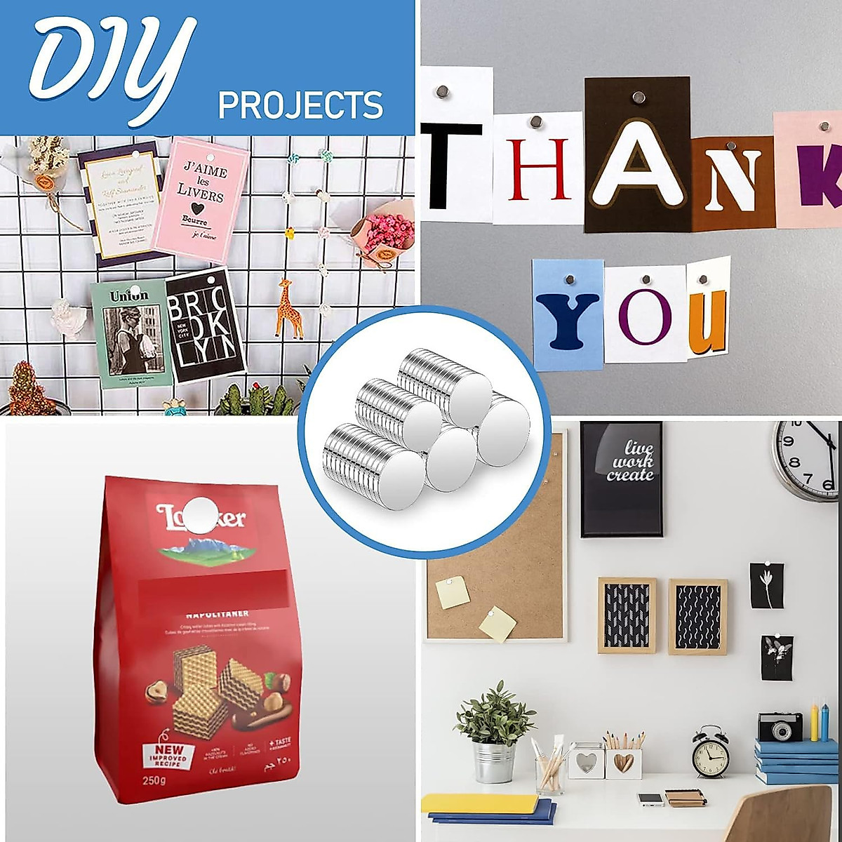 60Pcs Small Magnets,5 Different Size Round Magnets,Neodymium Magnets,Mini Strong Magnet,Rare Earth Magnets for Crafts,Multi-Use Circle Round Magnets for Refrigerator Office Whiteboard School