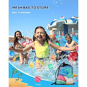 SOPPYCID Water Balloons Reusable, Summer Water Balls for Boys and Girls, Easy to Fill, Fun For Kids Ages 3-12, Water Splash Ball Pool Beach toys for Water Balloon Fights, Bath time, Pool-4Pack