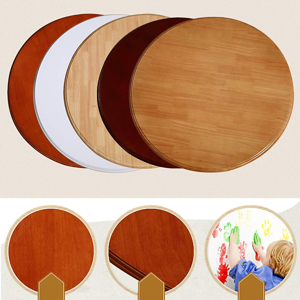 Home Wood Lazy Susan Kitchen Turntable for Dining Table Serving Plate Rotating Swivel Tray ø 28/31/35/39/47 inch