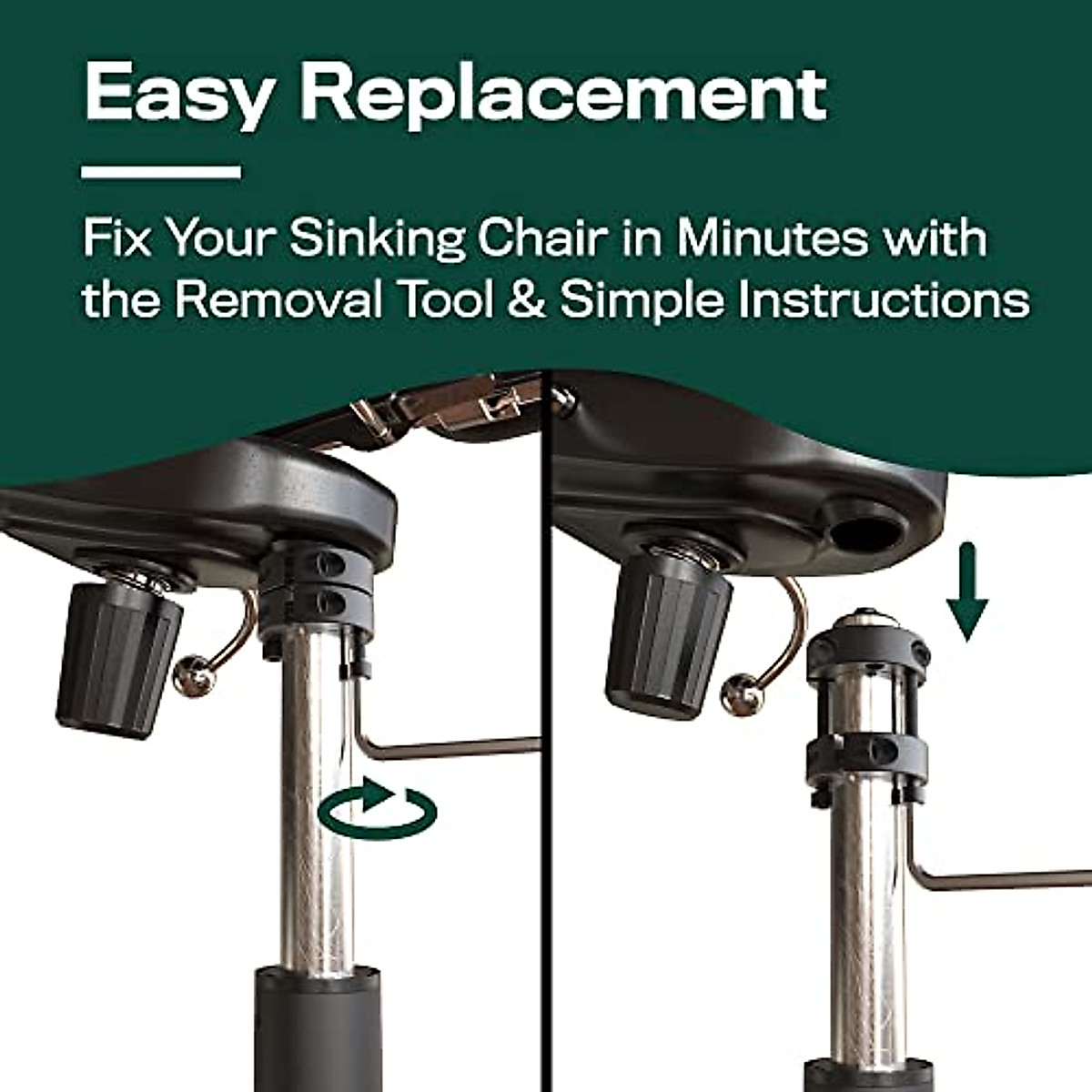 Office Chair Cylinder Replacement with Removal Tool, Heavy Duty Hydraulic - Pneumatic Gas Lift Piston for Office Chairs and Gaming Chairs, Universal Fit