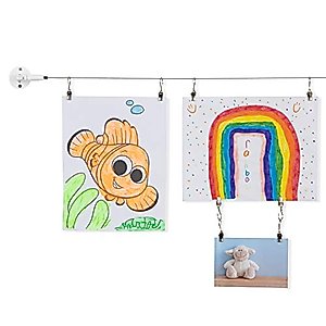 You Have Space TOTART Picture Hanging Kit and Curtain Rod with 18 Clips for Kids Crafts, Artwork, Tapestry, Stainless Steel, White