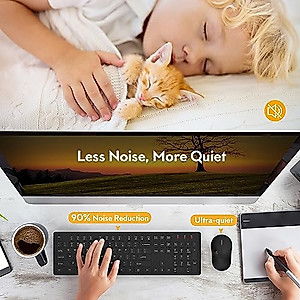 Wireless Keyboard and Mouse, Trueque Silent 2.4GHz Cordless Full Size USB Mouse Combo, Long Battery Life, Lag-Free for Computer, Laptop, PC, Windows, Mac, Chrome OS (Black)