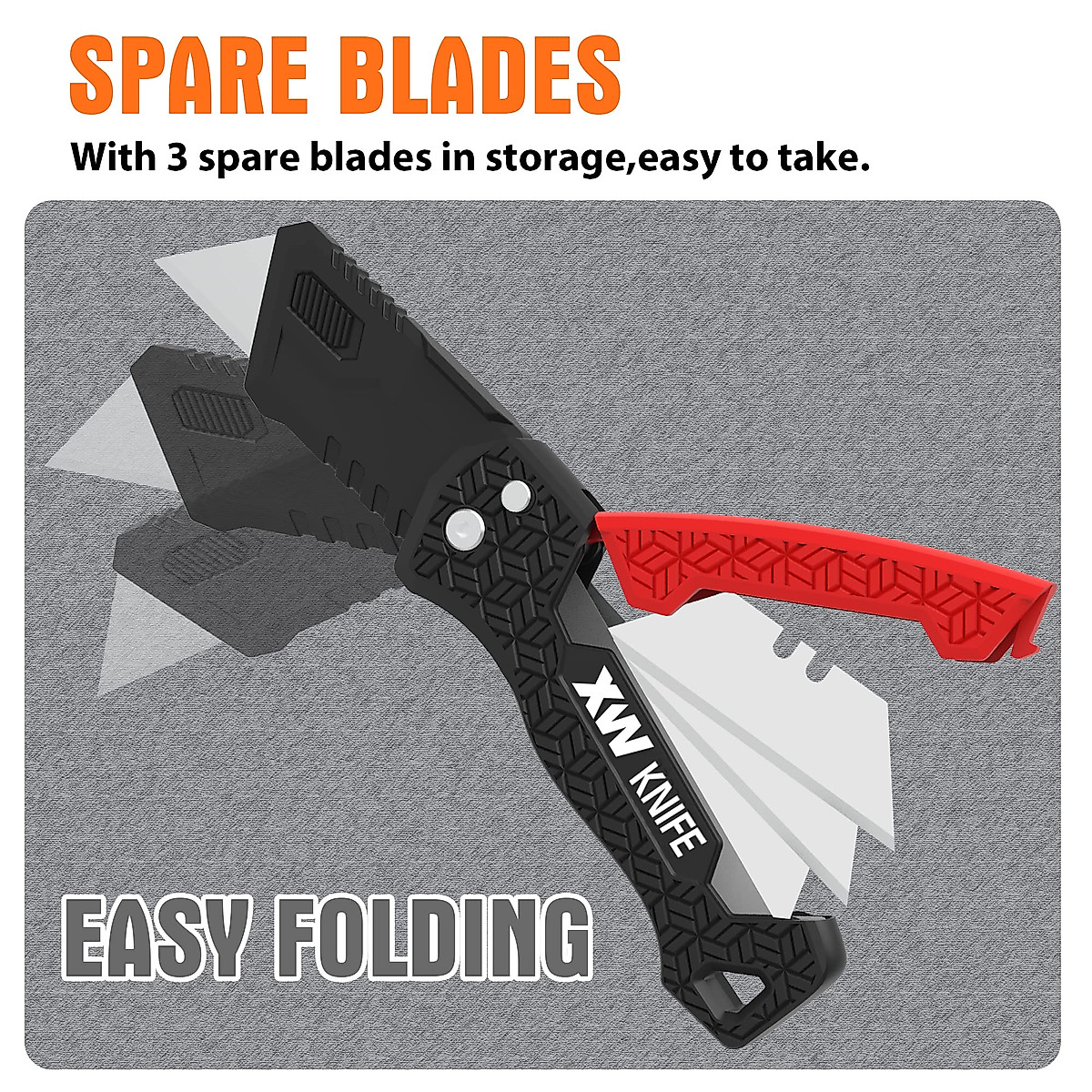 XW Utility Knife Set, Retractable Box Cutter and Folding Utility Knife with Blade Storage Design, Total 20 Blades Included, 4-Pack