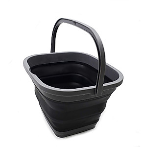 SAMMART 11L (2.9 Gallon) Collapsible Rectangular Handy Basket/Bucket (1, Grey/Black)