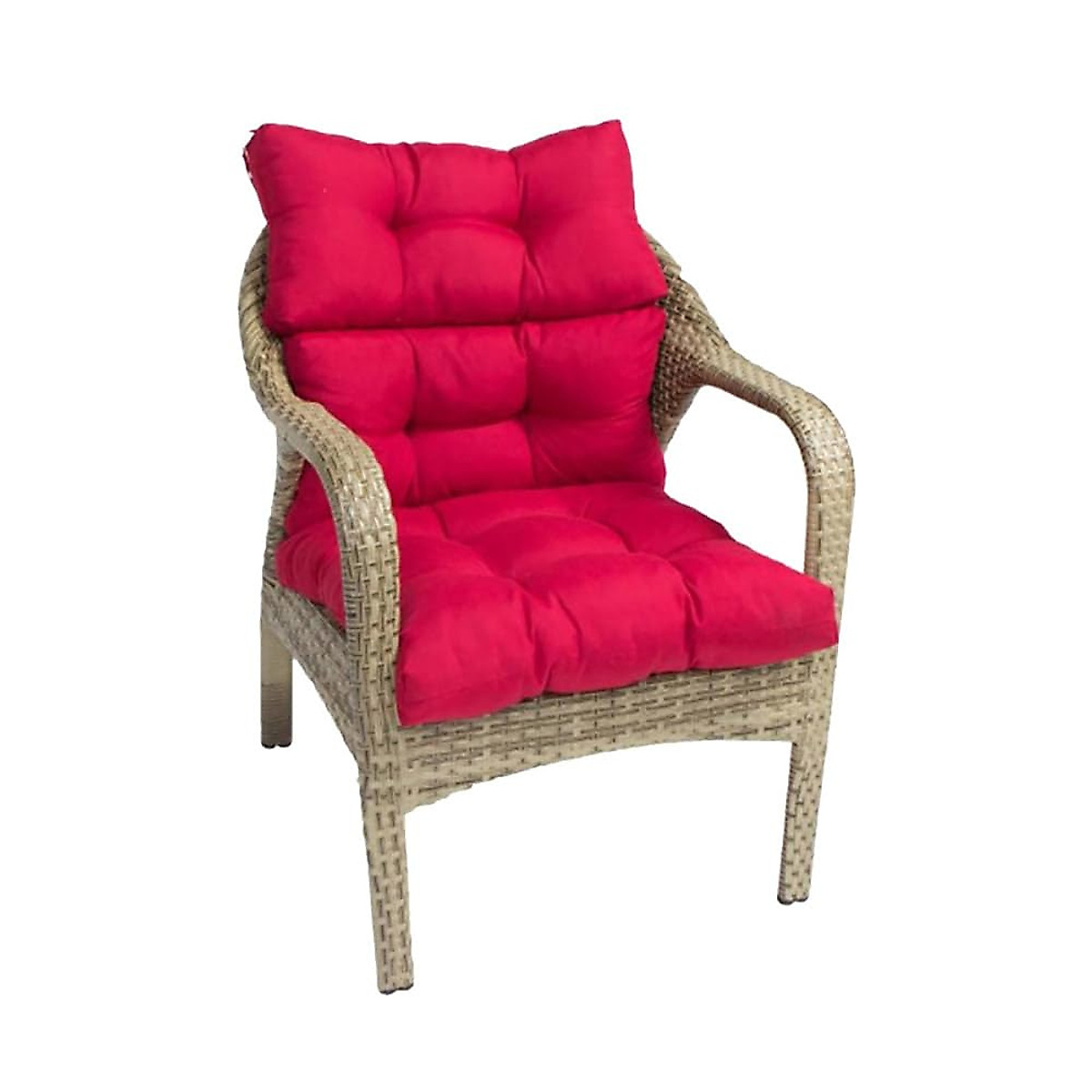 COGINQUS Indoor/Outdoor High Back Chair Cushion-Premium Tufted Deep Seat Cushion with Ties,Patio Rocking Chair Replacement Seat Pads for Outdoor Furniture (Burgundy)