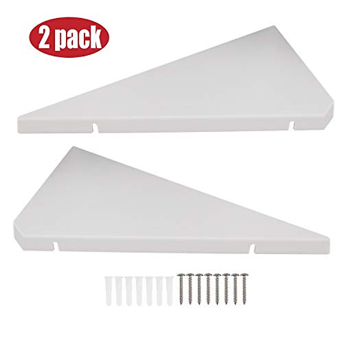 evron Corner Mounting Shelf,Easy to Install Wall Corner Shelf,Set of 2 (White Wood Striped with Hole Pattern)