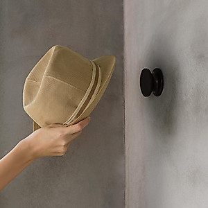 GUDEE Ran Bamboo Wall Mount Round Hooks, Heavy Duty Modern Decorative Durable Hanger for Hanging Bags, Shoes, Towels, Accessories and More in Foyer, Kitchen, Bedroom, Closet in Color Brown