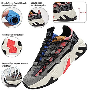 Women's Chunky Platform Sneakers Non Slip Lace-up Walking Workout Sneaker Grey Size 7