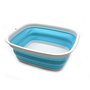 SAMMART Set of 3 Collapsible Tub - 9.45L (2.49 Gallon) - Foldable Dish Tub - Portable Washing Basin - Space Saving Plastic Washtub (3, Bright Blue)