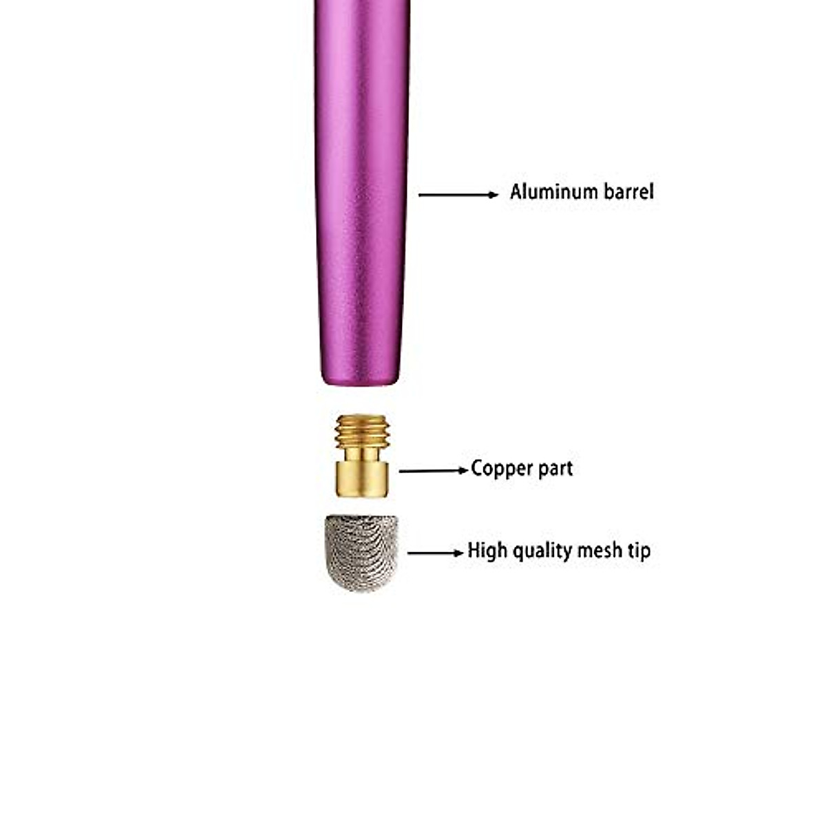 CCIVV Slim Waist Stylus Pens for Touch Screen, Compatible with iPad, iPhone, Kindle Fire + 8 Extra Replaceable Hybrid Fiber Tips (Pink, Purple, Blue, Rose Gold)