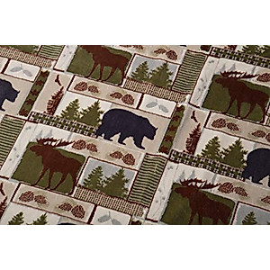 Carstens Vintage Lodge Rustic Cabin Sherpa Throw Blanket 54" x 68", White