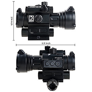 Airsoft Rifle Scope Tactical Compact, Red/Green DOT Sight, Scope with Integrated Green Laser for Rifles, with Picatinny Cantilever PEPR Mount, Side Red Green Dot and Green Aiming Laser Sight