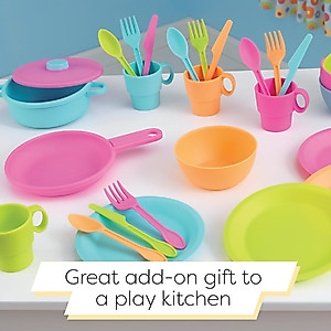 KidKraft 27-Piece Bright Cookware Set, Plastic Dishes and Utensils for Play Kitchens