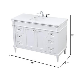 Elegant Decor Indoor Modern Under Sink Bathroom Fixtures Storage Organizer Cabinet 48 inch Single Bathroom Vanity - White