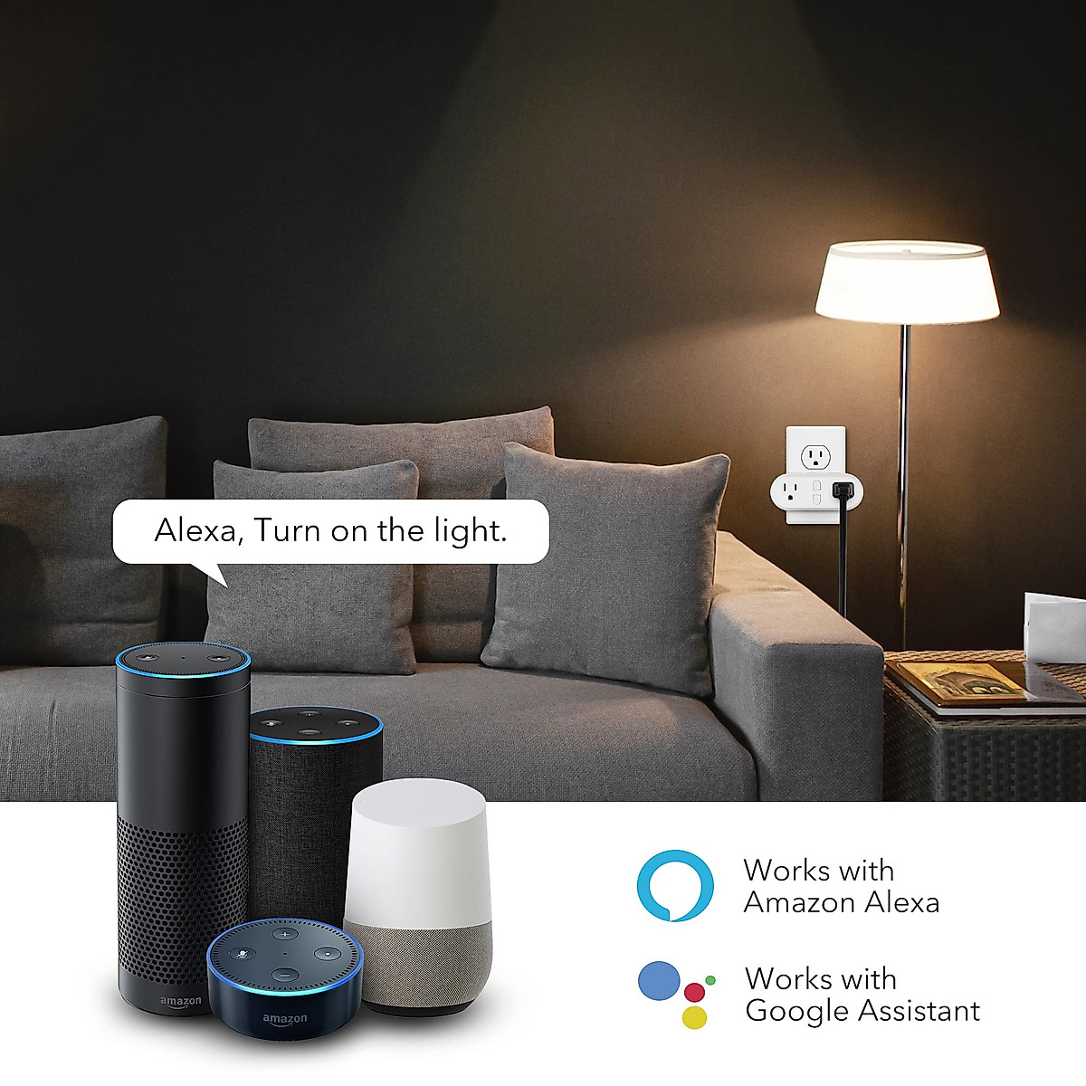 HBN Smart Plug 15A, WiFi&Bluetooth Outlet Extender Dual Socket Plugs Works with Alexa, Google Home Assistant, Remote Control with Timer Function, No Hub Required, ETL Certified, 2.4G WiFi Only, 2-Pack