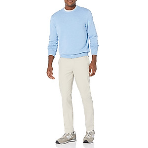 Amazon Essentials Men's Crewneck Sweater, 100% Cotton, Light Blue Heather, Large, Big & Tall Options Available