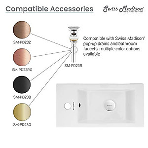 Swiss Madison Well Made Forever SM-WS315 Voltaire Wall Hung Sink, Glossy White