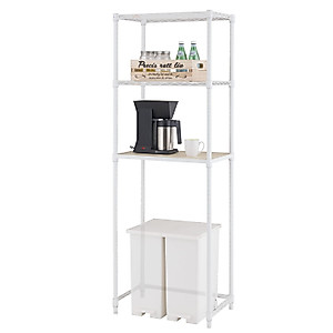 Doshisha LL6018-KB Luminous Latte Steel Rack, Kitchen Board, Microwave Stand, Top Trash Can, White, Width 24.0 x Depth 16.1 x Height 68.1 inches (61 x 41 x 174 cm)