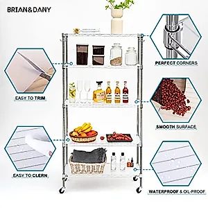 BRIAN & DANY Wire Shelf Liner 14" X 36", Heavy Duty Shelf Liners for Wire Shelving, Waterproof Protector Mats, Set of 5, Transparent