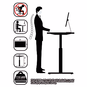 SHW Electric Height Adjustable Standing Desk, 40 x 24 Inches, Walnut