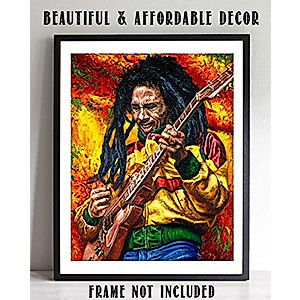 "Bob Marley-Rocking"- Abstract Concert Wall Art -8 x 10"s Wall Prints-Ready To Frame-Classic Marley Poster Print. Modern Home-Studio-Bar-Office Décor. Perfect Gift for All Reggae & Marley Fans.