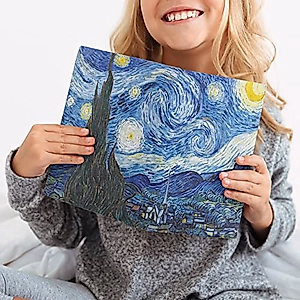 YEXIATODO Van Gogh Starry Night Book Sleeve for Textbook Kawaii Dogs Pets Anti-scratch No Glue Section Washable Reusability Polyester Book Covers Decorate Hardcover