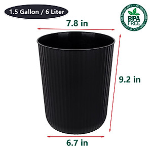 JiatuA Small Trash Can Plastic Wastebasket 1.5 Gallon Round Garbage Container Bin for Bathroom, Kitchen, Home Office, Dorm, Kids Room, Black