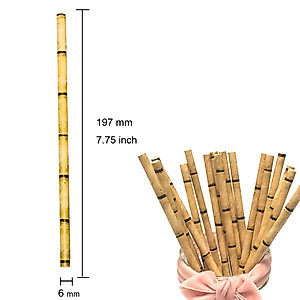 Yellow Bamboo Drinking Paper Straws To Replace Plastic Straws, 100 Count 100% Organic Environmentally Friendly Bamboo Straws