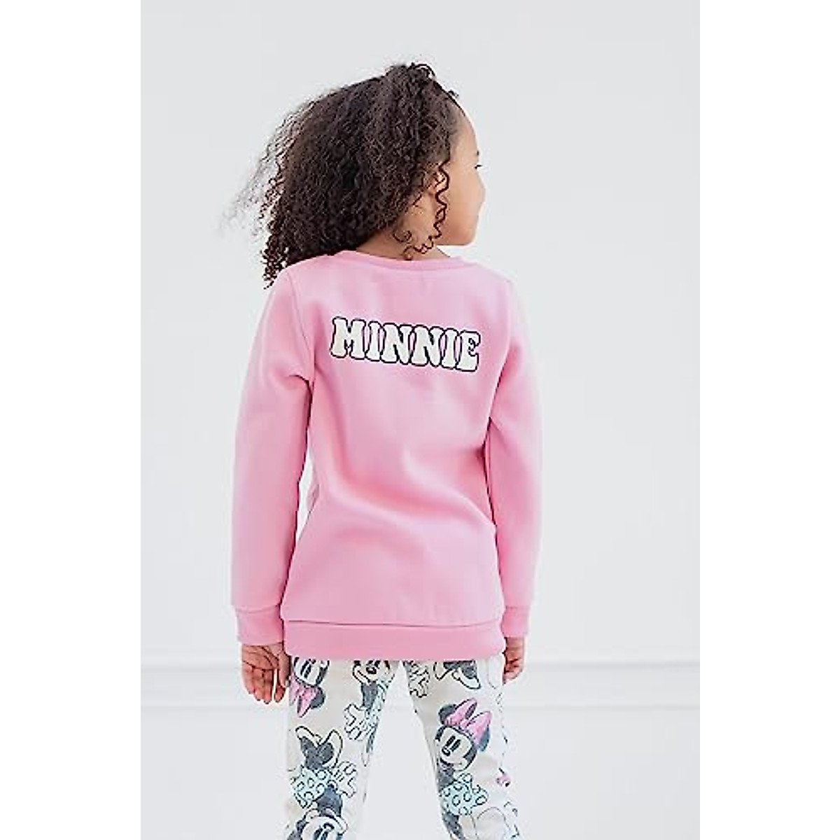 Disney Minnie Mouse Little Girls Pullover Sweatshirt & Leggings & Scrunchie pink/white 7-8
