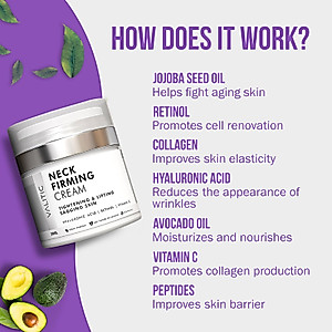 VALITIC Neck Cream for Tightening and Firming - Hyaluronic Acid, Retinol, and Vitamin C - Anti Aging Tightening & Lifting Sagging Skin Day and Night Cream
