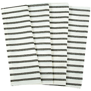 ROYALE Kitchen Towel 4 Pack - 100% Cotton Kitchen Dish Towel - Tea Towels - Reusable Cleaning Cloths - Highly Absorbent Bar Towel - Large Dish Towels - Wiping Cloth - (20x28 Inch, Wide Stripe)