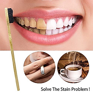 Colincie Extra Hard & Firm Bamboo Charcoal Toothbrush Long Head with Wide Thickened Handle Whitening Teeth Pack of 12