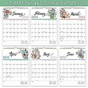 2024 Wall Calendar - Calendar 2024, Monthly Calendar from Jan. 2024 - Dec. 2024, 12'' × 17'', Vertical Calendar 2024 Monthly with Twin-Wire Binding, Large Writing Block, Perfect for Planning and