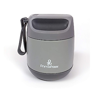 Primo Passi Insulated Food Jar 12 Ounce Stainless Steel Vacuum Insulated Kids Food Jar (Gray)