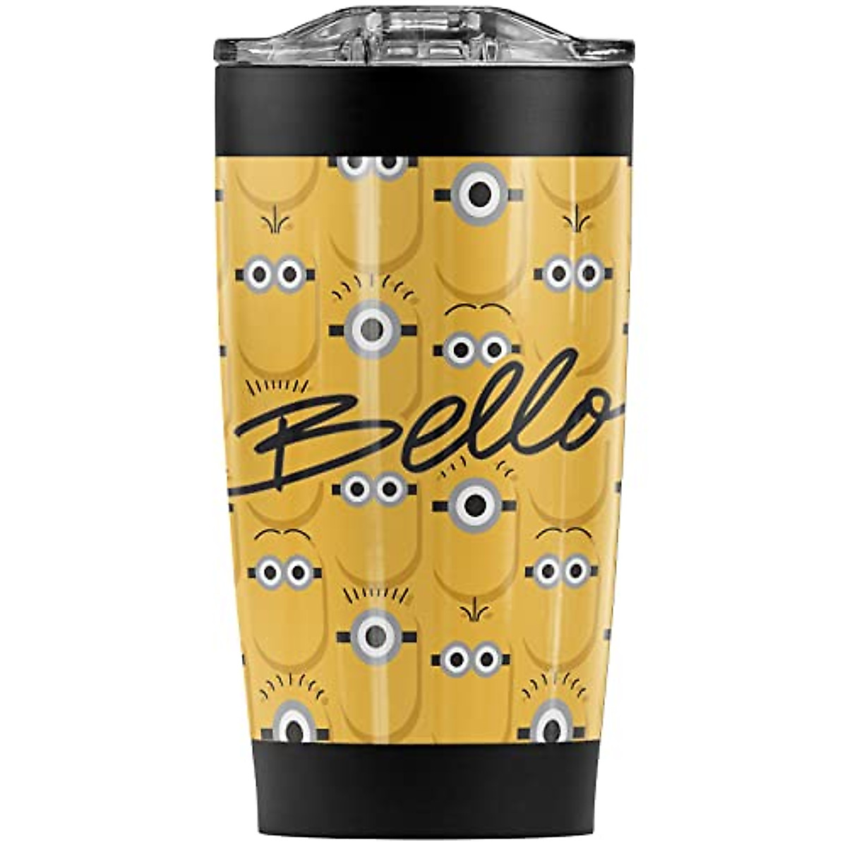 Logovision Minions OFFICIAL Bello Icons Pattern Stainless Steel 20 oz Travel Tumbler, Vacuum Insulated & Double Wall with Leakproof Sliding Lid