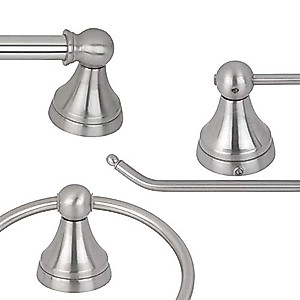 Globe Electric 50700 5-Piece Bathroom Accessory Set, with Vanity, Brushed Steel, 3-Light Vanity Light, Frosted Glass, Towel Bar, Toilet Paper Holder, Towel Ring, Robe Hook, Home Improvement
