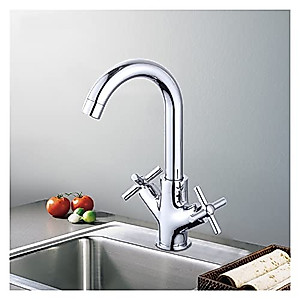 PLKXSEYUJ Kitchen revolving Sink Faucet Bathroom Basin Single Hole Double Handle Deck Mounted Faucet Bathtub Cold and hot Water Mixing