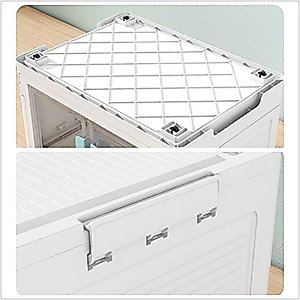 Radefasun Foldable Storage Bins with Lid and Clear Door and Weels Plastic Collapsible Storage Box Portable Stackable Grocery Toys Books Container Folding Storage Crate for Home or Car Trunk