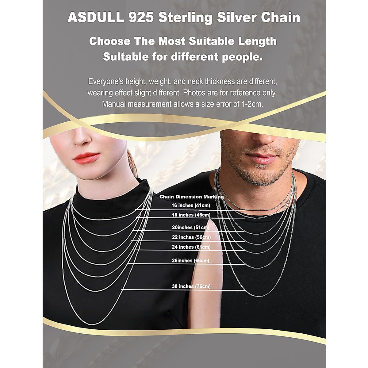 ASDULL 925 Sterling Silver 3mm Paperclip Link Chain Necklace for Women Men Silver Link Chain Necklace for Women 16 Inches